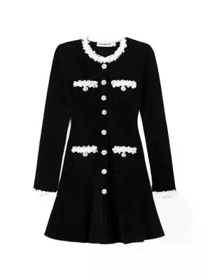 SELF-PORTRAIT Flower-trim Chenille-knit Mini Dress