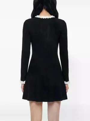SELF-PORTRAIT Flower-trim Chenille-knit Mini Dress