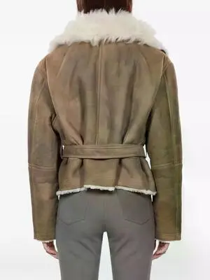 Rick Owens Belted Shearling-collar Coat