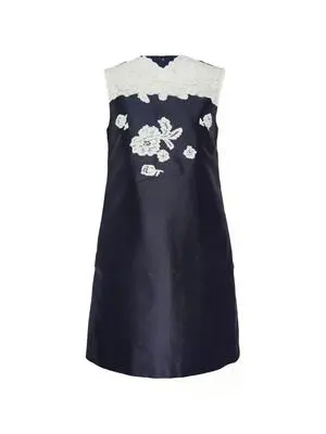 SELF-PORTRAIT Guipure Lace-appliqué Shift Mini Dress