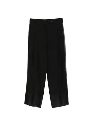 FRENKEN Sheer-panelled Wide-leg Trousers - Black
