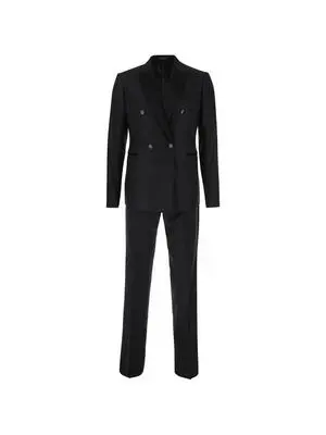 Emporio Armani Double-breasted Peak-lapels Suit - Black