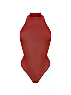 BORDELLE Signature Mesh High-neck Bodysuit - Red