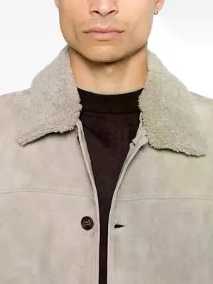 Eleventy Shearling-collar Suede Jacket