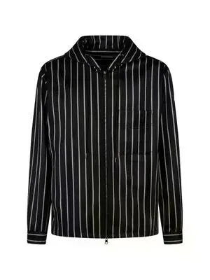 Moncler Striped Hooded Shirt Jacket