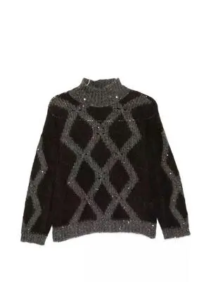 PANICALE Argyle-knit Sequin-embellished Sweater
