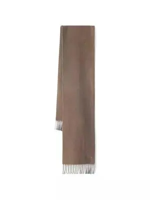 Max Mara Fringed Logo-embroidered Scarf - Neutrals