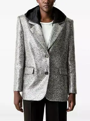 Pinko Sequin-embellished Herringbone Blazer