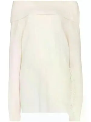 Stella McCartney Off- The-shoulder Fringe Sweater - White