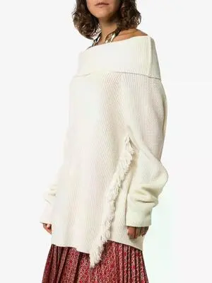 Stella McCartney Off- The-shoulder Fringe Sweater