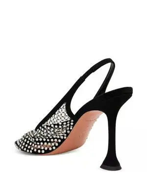Amina Muaddi Dolly Crystal-embellished Slingback Pumps
