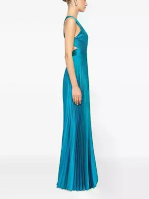 NISSA Pleated Satin Maxi Dress