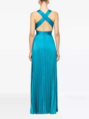 NISSA Pleated Satin Maxi Dress