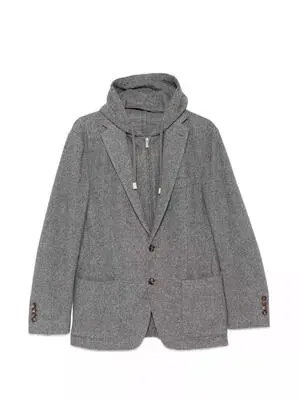 Eleventy Hooded Single-breasted Jacket - Grey