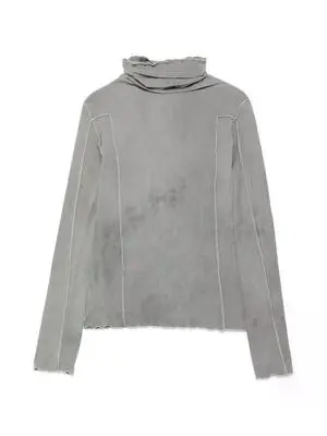 BASERANGE Ribbed Exposed-seam High Neck Top - Grey