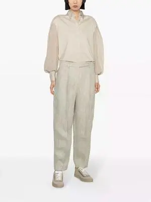 Brunello Cucinelli Mid-rise Tapered Linen Trousers