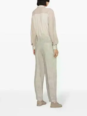 Brunello Cucinelli Mid-rise Tapered Linen Trousers