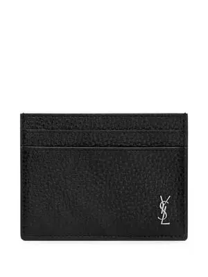 Saint Laurent Tiny Cassandre Grained Leather Cardholder - Black