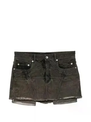 Rick Owens Frayed-hem Mini Skirt - Grey