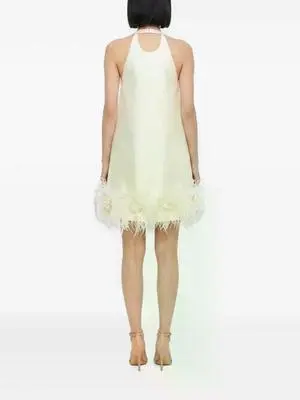 SELF-PORTRAIT Feather-trim Taffeta Mini Dress