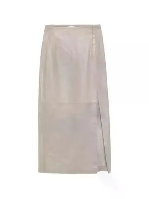 ALYSI Side-slit Leather Skirt