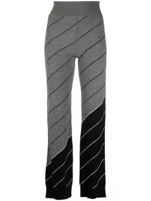Stella McCartney Diagonal-stripe Wool Flared Trousers