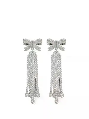 SELF-PORTRAIT Bow-shaped Crystal-fringe Earrings