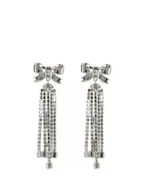 SELF-PORTRAIT Bow-shaped Crystal-fringe Earrings