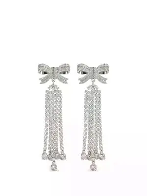 SELF-PORTRAIT Crystal-embellished Bow Earrings - Silver