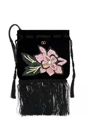 Valentino Garavani Vlogo Signature Embellished Bucket Bag - Black
