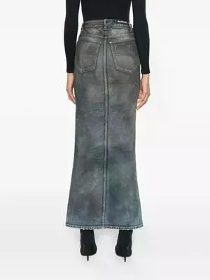 Balenciaga Distressed Denim Maxi Skirt