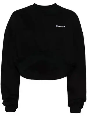 Off-White Logo-print Cropped Sweatshirt - Black