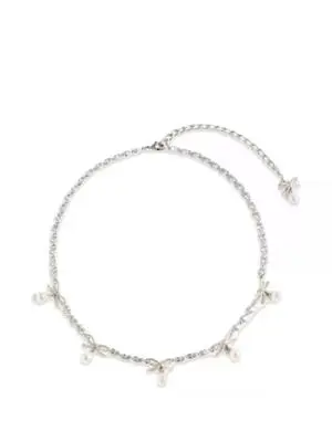 SELF-PORTRAIT Crystal-bow Pearl-charm Necklace