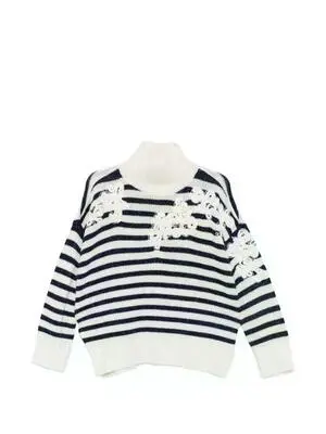 ERMANNO FIRENZE Floral-appliqué Striped Sweater