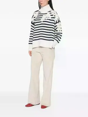 ERMANNO FIRENZE Floral-appliqué Striped Sweater