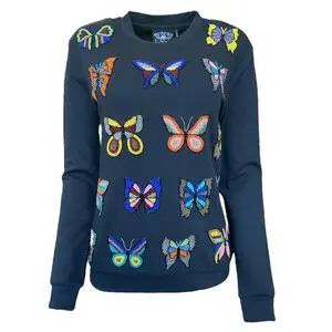 ANY OLD IRON Multicolor Beaded Butterfly Queen Sweatshirt
