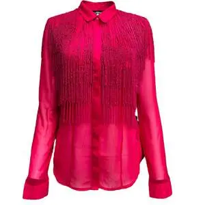 ANY OLD IRON Y Hand-beaded Fringe Shirt - Pink