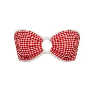 MONTCE Micro Gingham Binded Tori Ties Bandeau Bikini Top