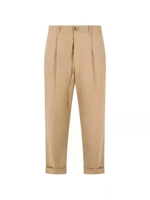 AMI Paris Pleated Turn-up Trousers - Neutrals
