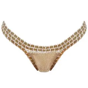 LUXSEA SWIMWEAR Tahiti Lurex Crochet Bikini Bottom - Gold
