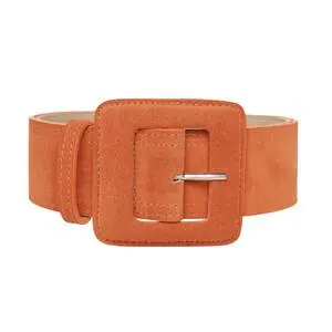 BELTBE Suede Square Buckle Belt