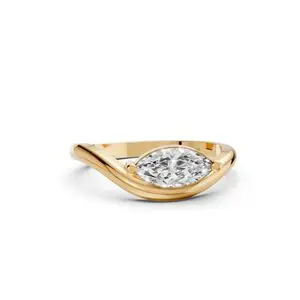 AYA FINE JEWELRY Heather Marquise Cut Lab Grown Diamond Twisted Solitaire Ring In Gold - Yellow