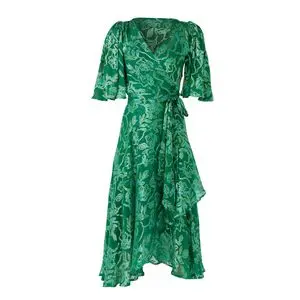 SACHA DRAKE Garden Maze Wrap Dress - Green