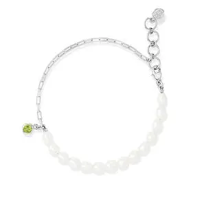 DOWER & HALL Luna Pearl™ & Peridot Charm Bracelet In Sterling - Silver