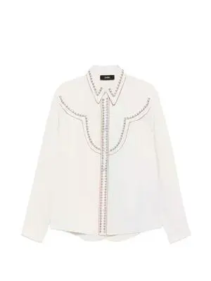 Amiri Eyelet-embellished Western Shirt - Neutrals