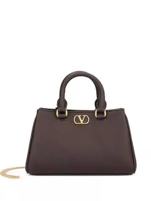 Valentino Garavani Vlogo Signature Mini Bag In Grainy Calfskin - Brown