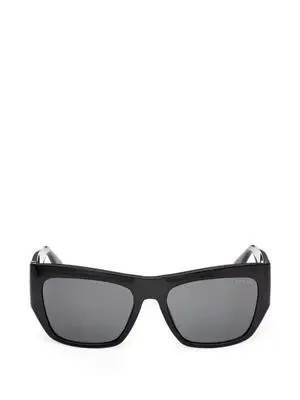 Guess Logo-plaque Rectangle-frame Sunglasses - Black