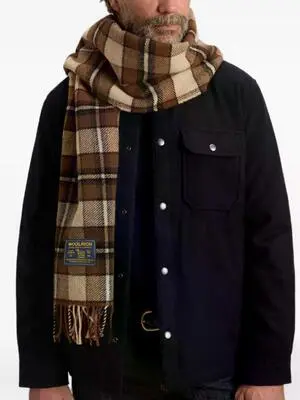 Woolrich Check-pattern Fringed-edge Scarf
