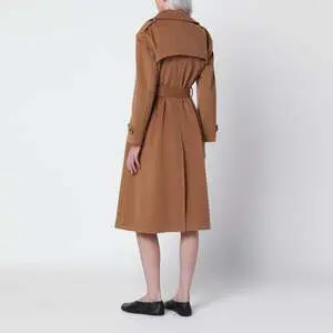 Tagliatore Light Brown Double-breasted Trench Coat In Cashmere