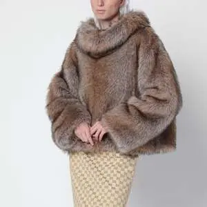 BB COUTURE Brigitte Faux Fur Poncho